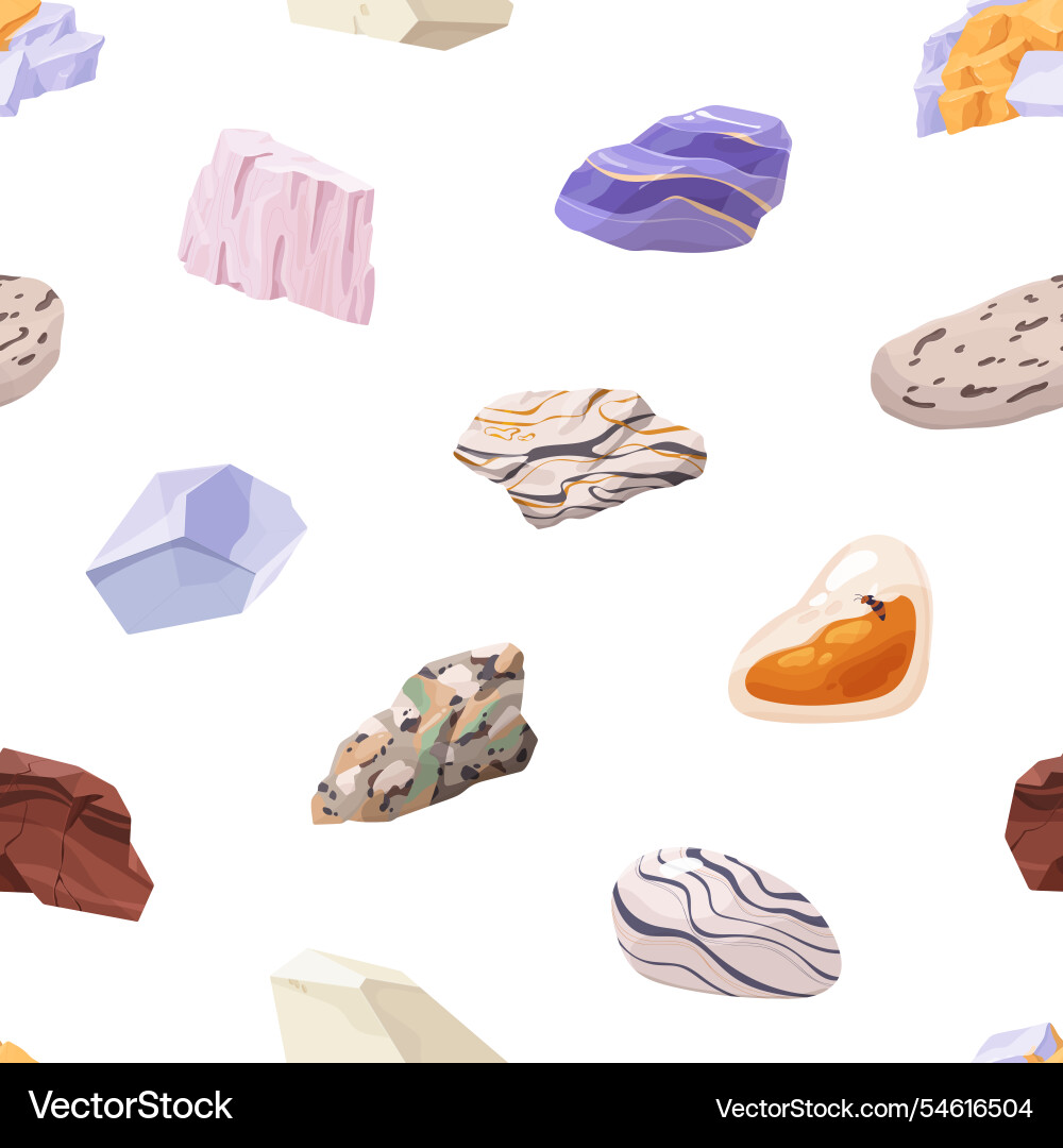 Repeatable pattern of stones fossils Royalty Free Vector