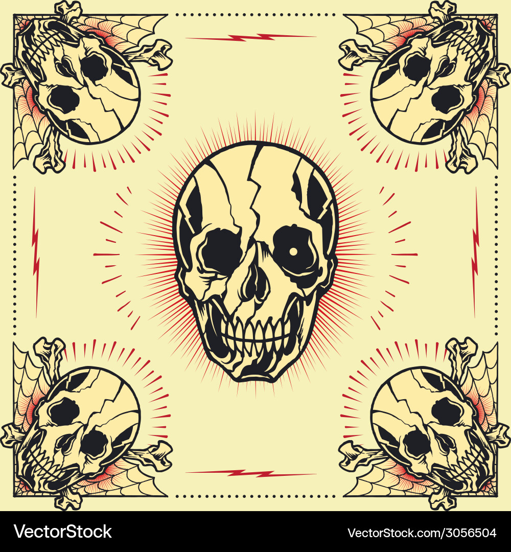 Skull bone cross frame Royalty Free Vector Image