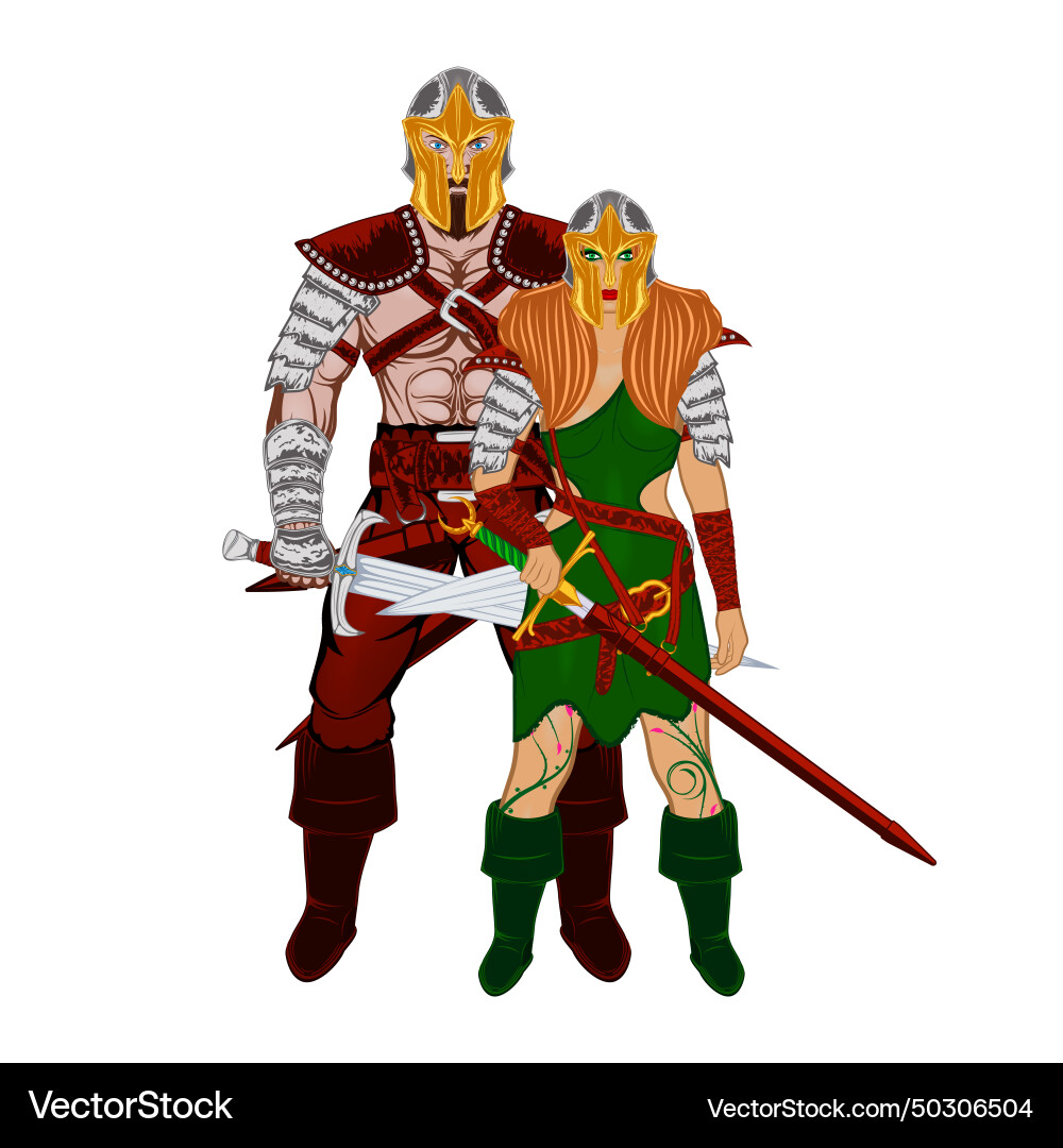 Warrior girl 0004 col Royalty Free Vector Image