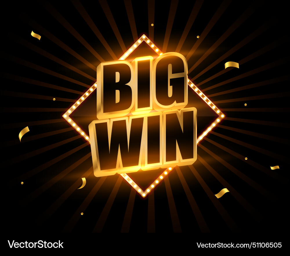 3d style big win golden retro background Vector Image