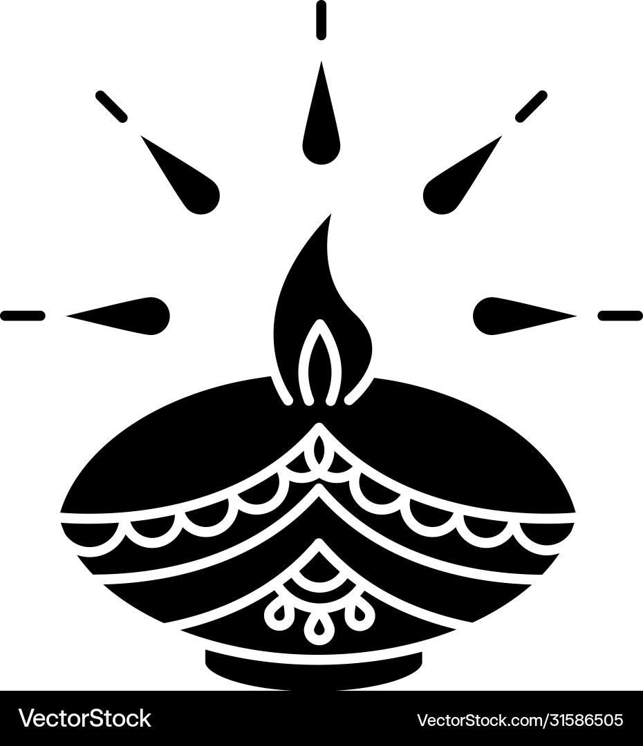 Diwali Oil Lamp Glyph Royalty Free Vector Image