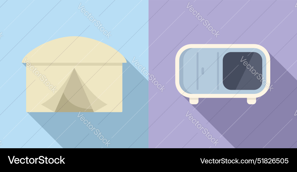 Glamping versus classic camping concept icon set – Royalty-Free Vector ...