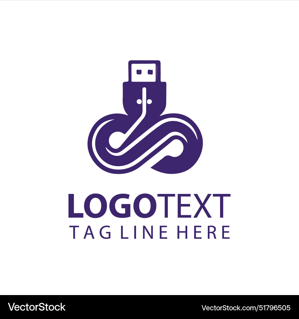 Infinity usb plug logo Royalty Free Vector Image