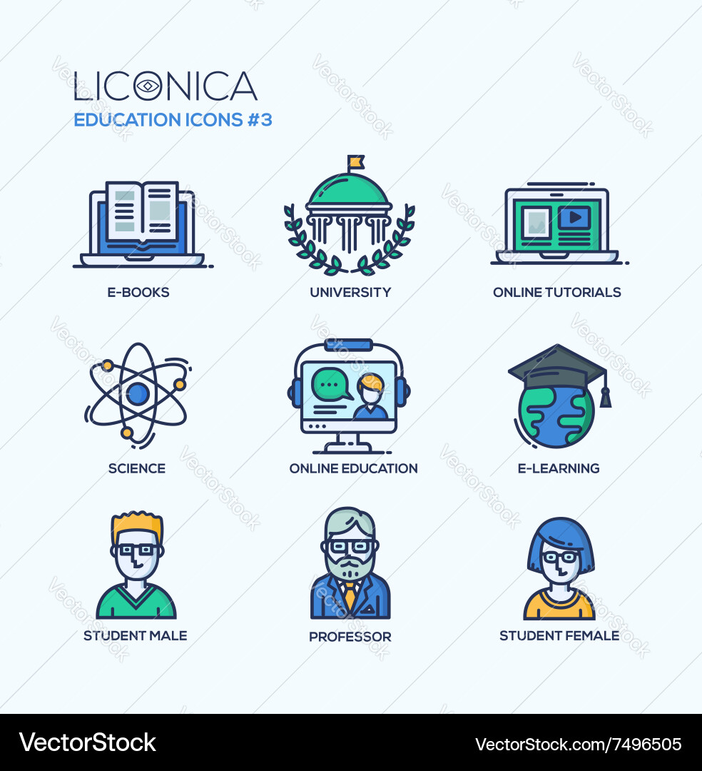 Modern school and education thin line design icons