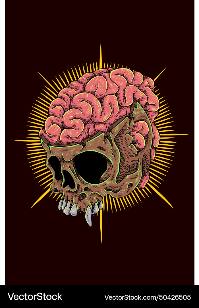 Split skull Royalty Free Vector Image - VectorStock