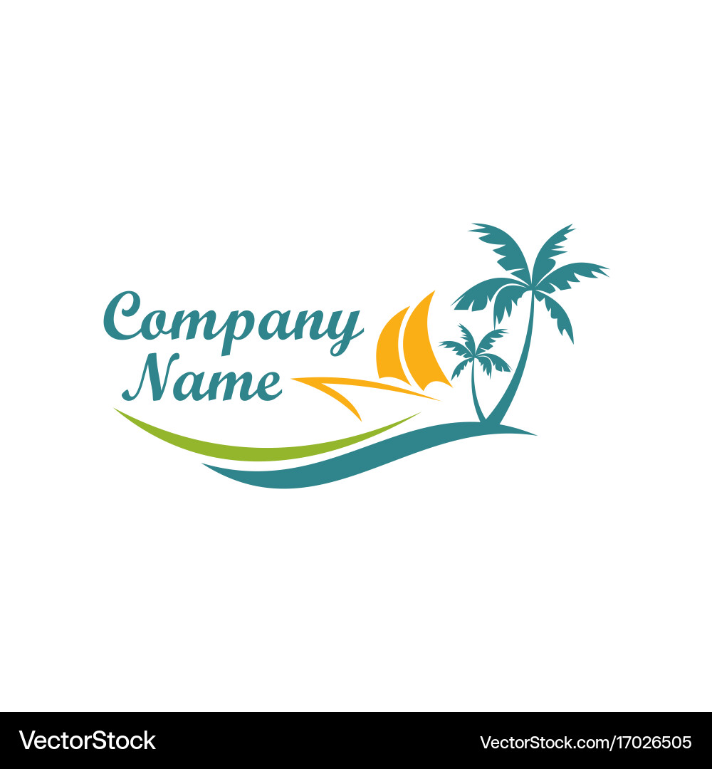 Tropical Beach Boat Logo Royalty Free Vector Image