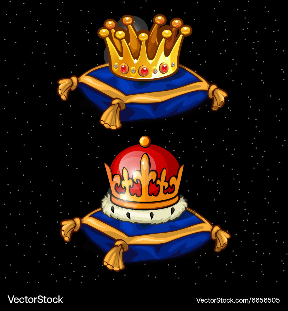 Two royal crown on the pads heirloom Royalty Free Vector