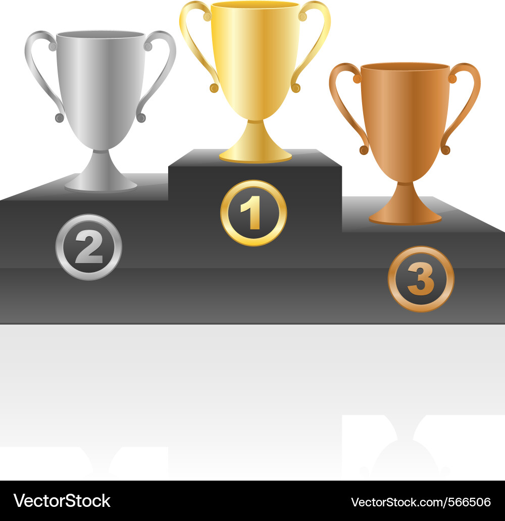 Award Podium with Trophies Royalty Free Vector Image