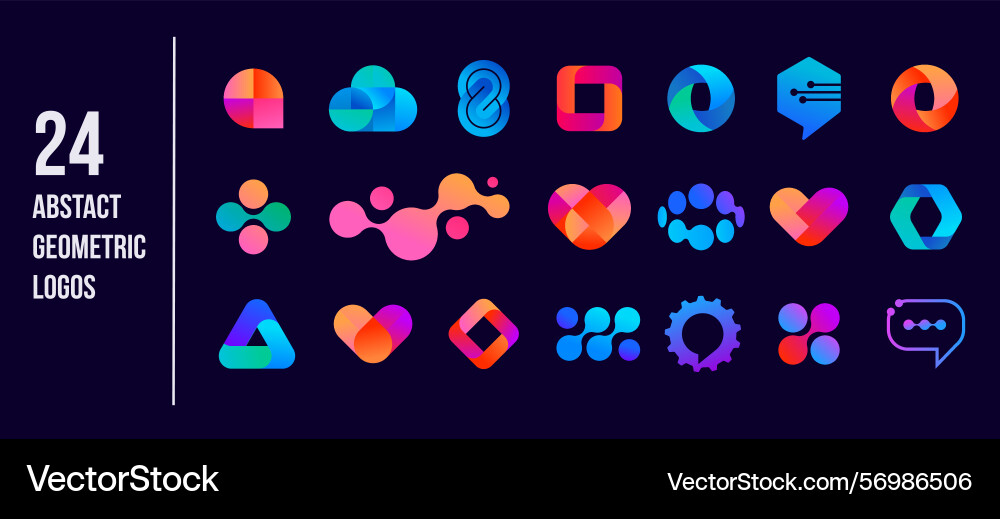 Collection of abstract tech logos cyber Royalty Free Vector
