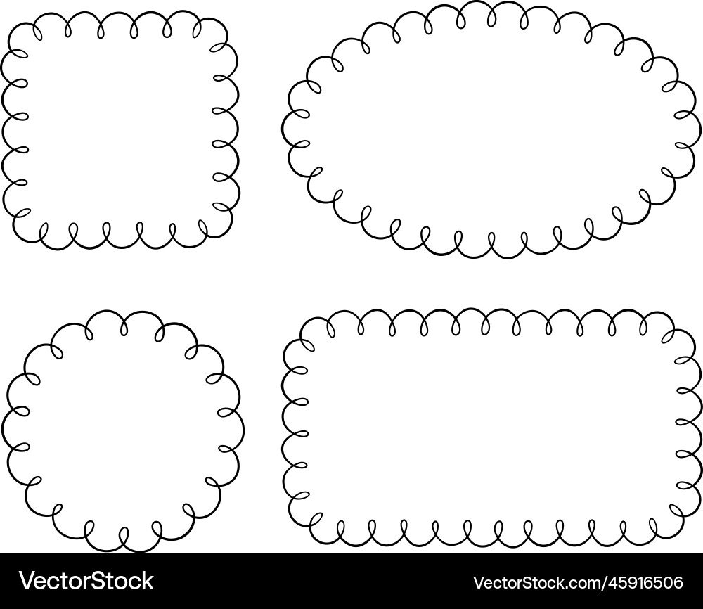 Doodle circle and square scalloped frames hand Vector Image
