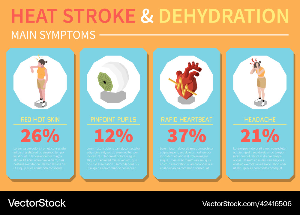 Heat stroke infographics Royalty Free Vector Image