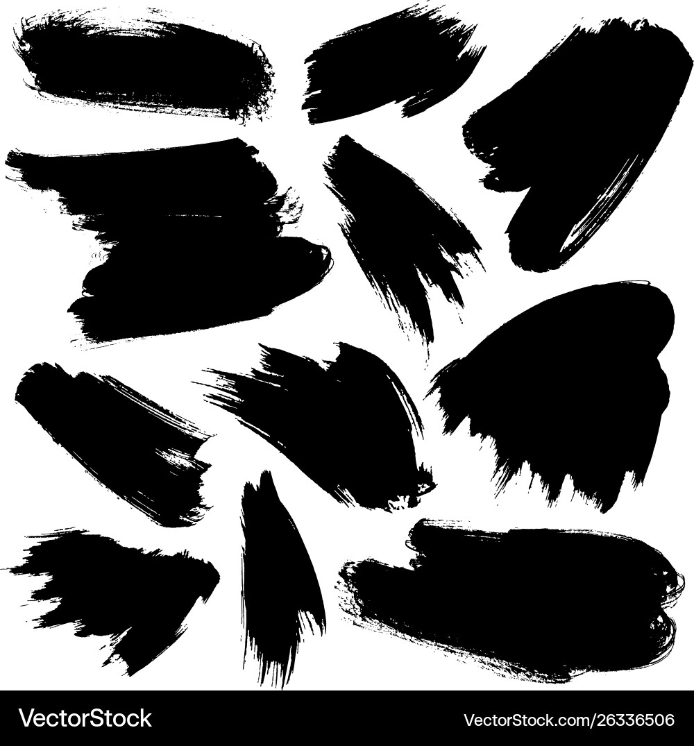 Ink brush smears set Royalty Free Vector Image