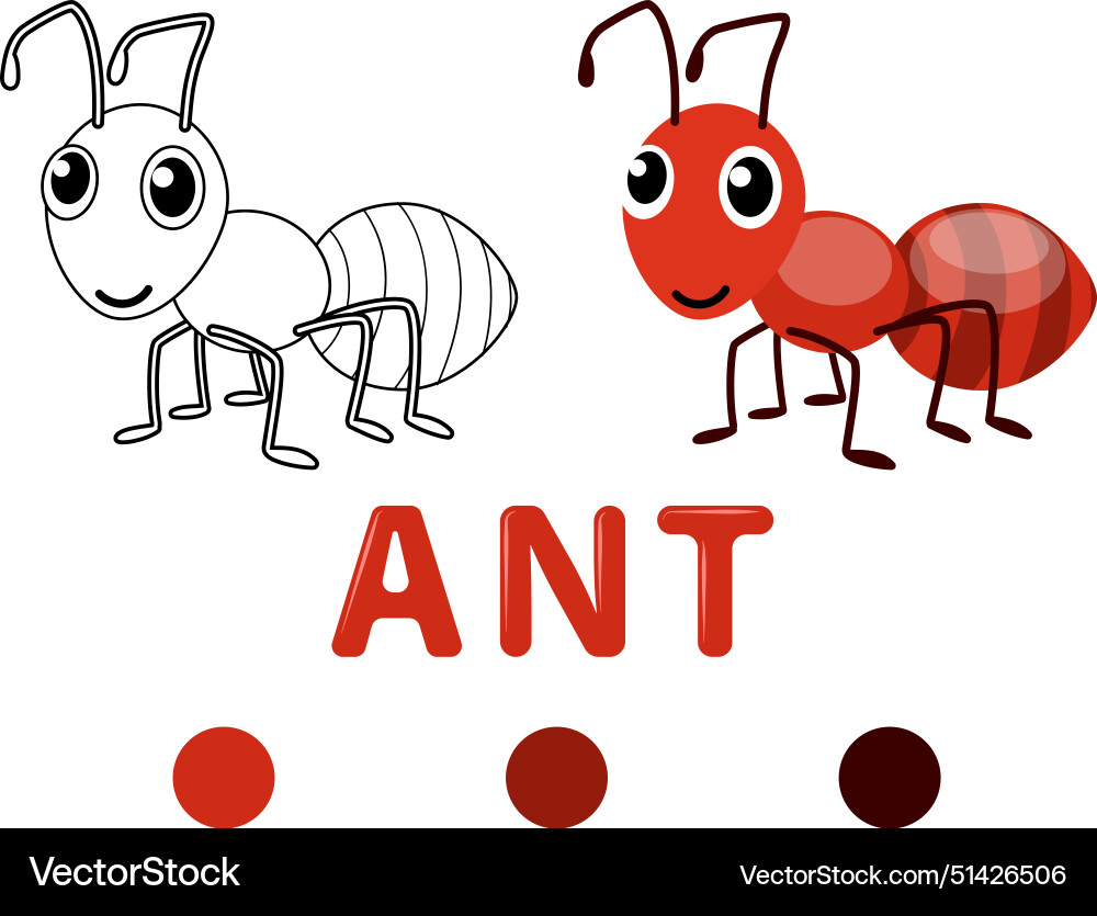 Kids coloring book ant cartoon Royalty Free Vector Image