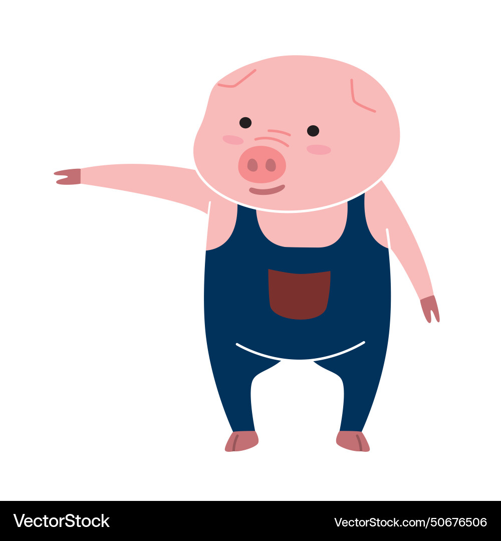 Pig cartoon character in hand pointing poses Vector Image