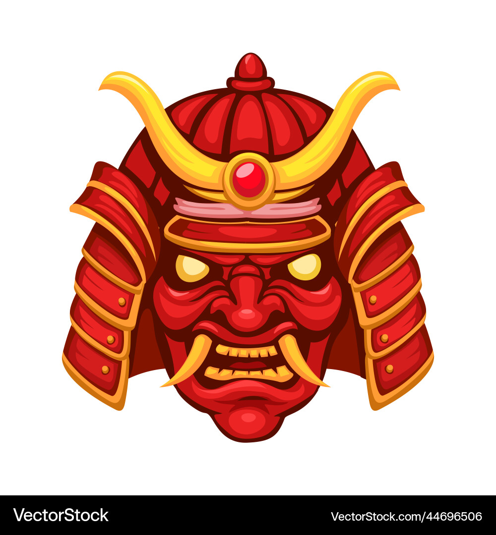 Samurai with demon face in japanese traditional Vector Image