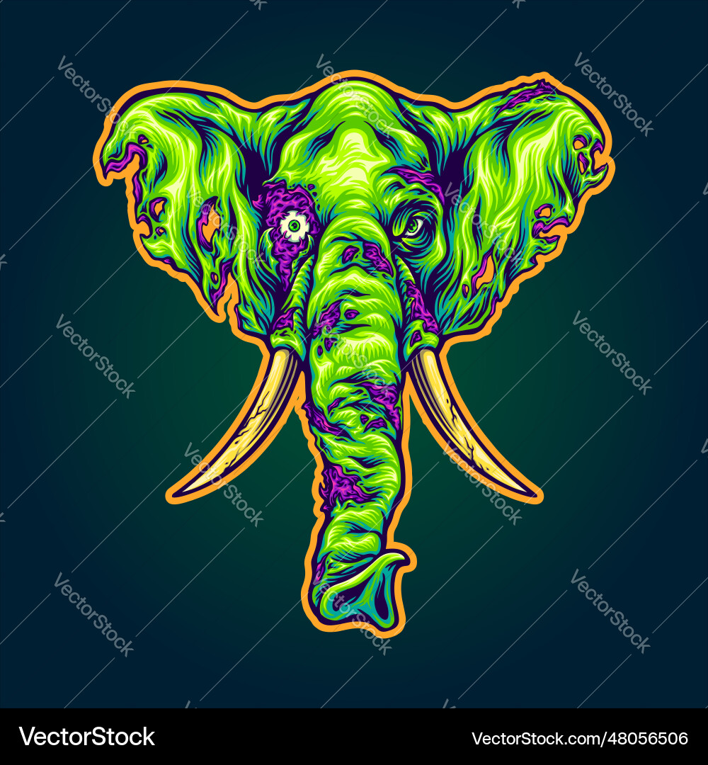 Terror haunting elephant head monster zombie Vector Image