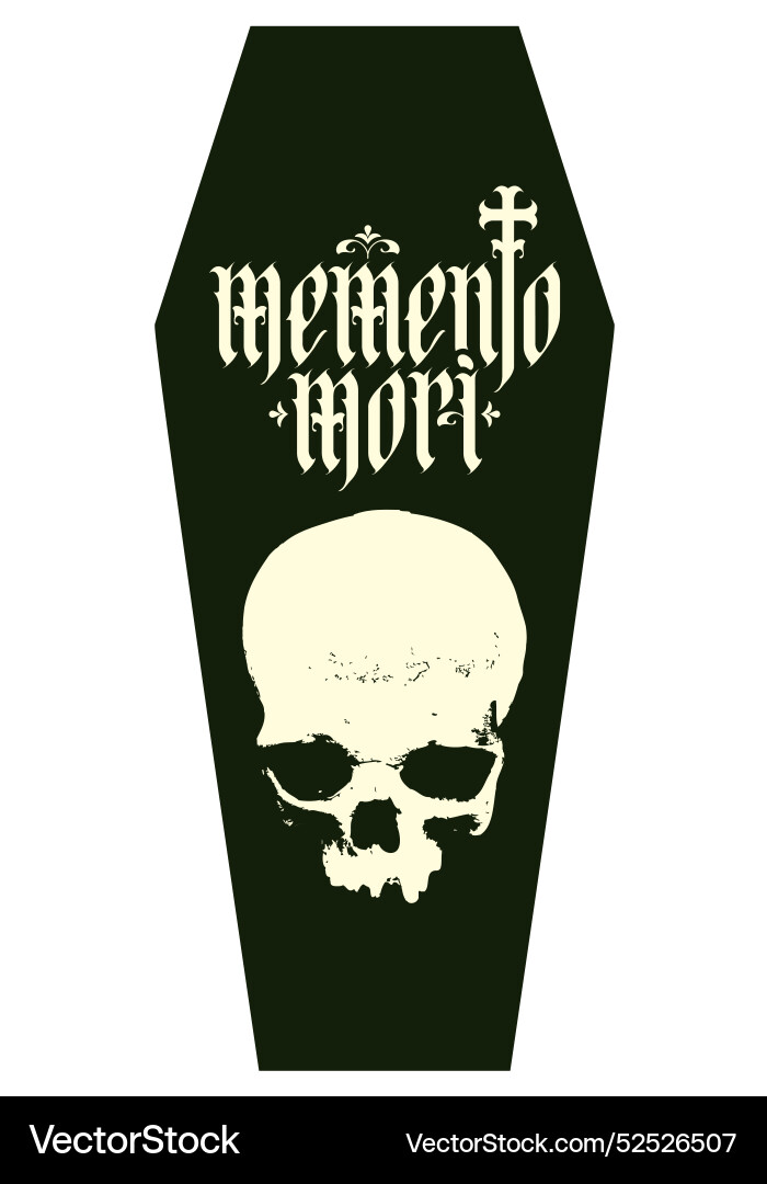 Black coffin memento mori Royalty Free Vector Image
