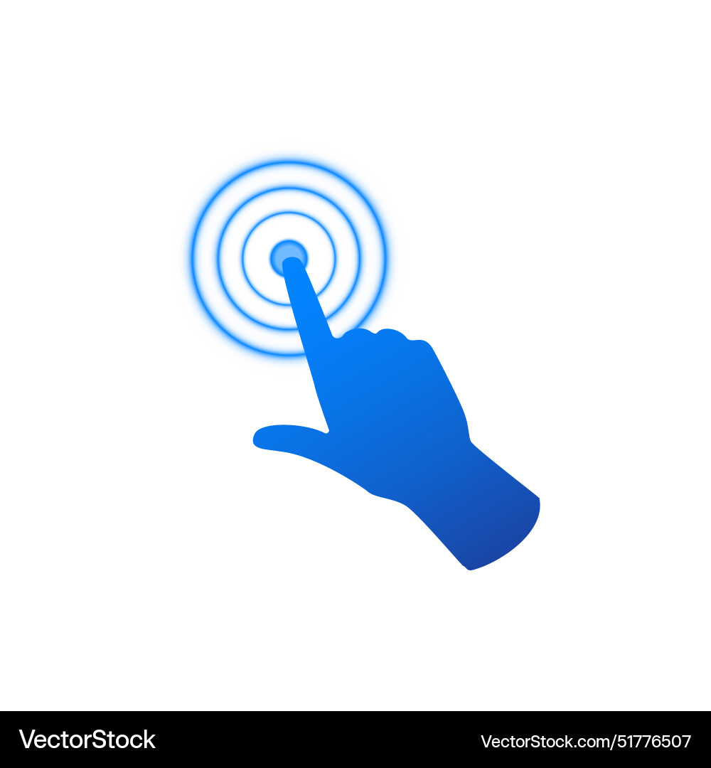 Blue hand pointing gesture on digital round Vector Image