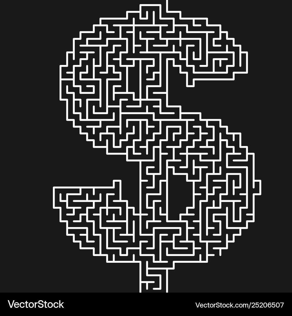 Dollar maze bg design decision or idea concept Vector Image
