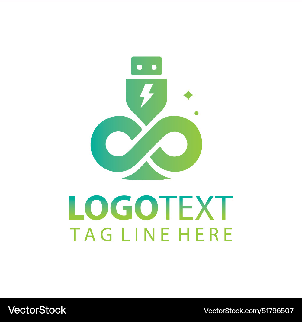 Infinity usb plug logo Royalty Free Vector Image