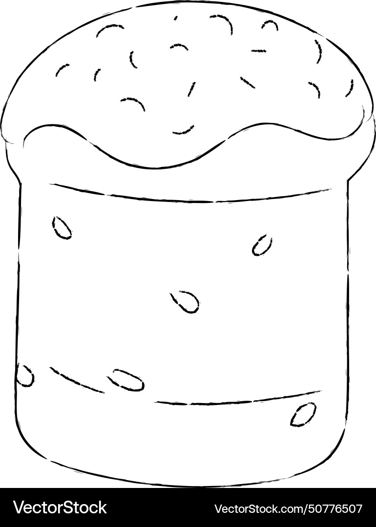 Line art of easter cake with white icing Vector Image