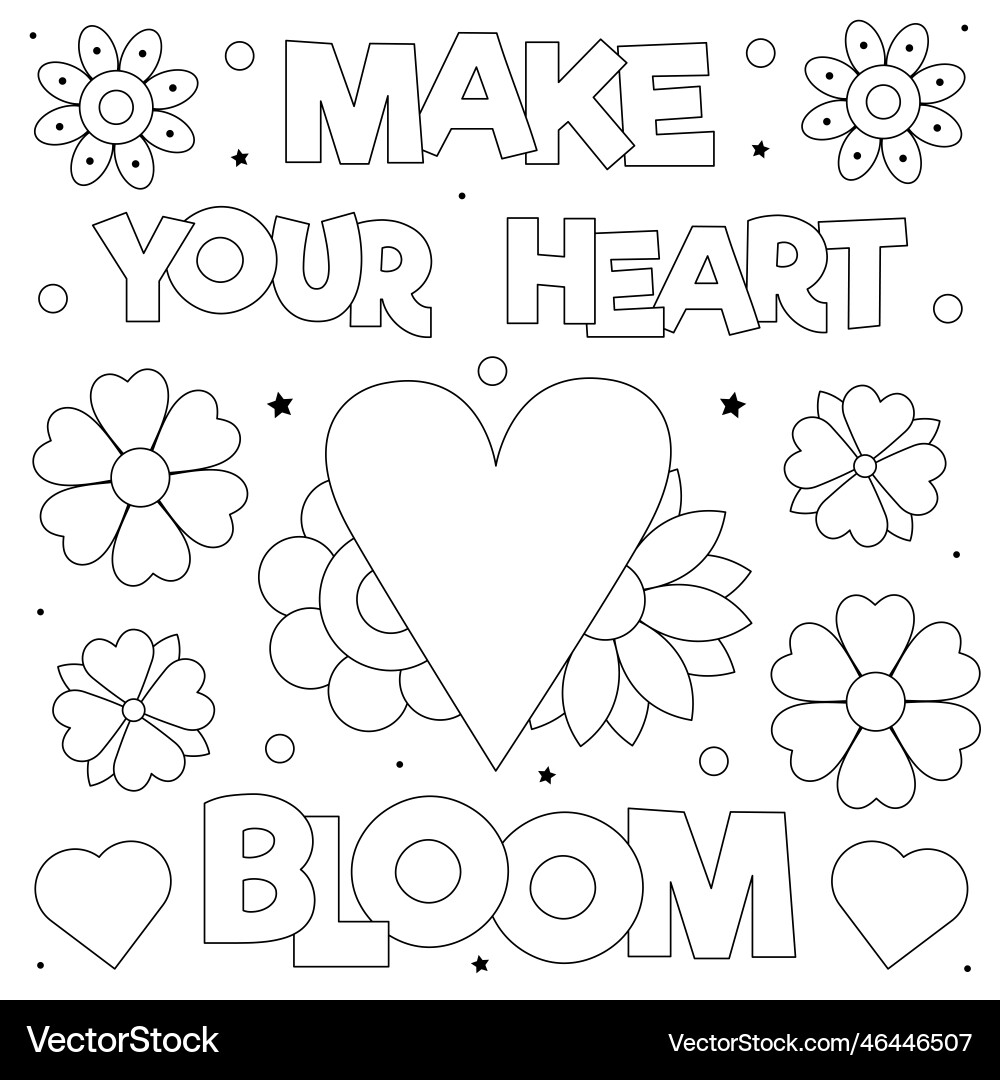 Make your heart bloom coloring page Royalty Free Vector