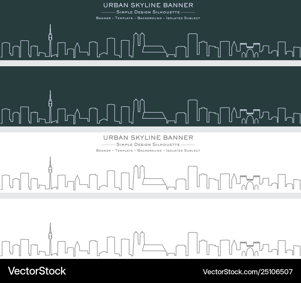 Munich single line skyline banner Royalty Free Vector Image