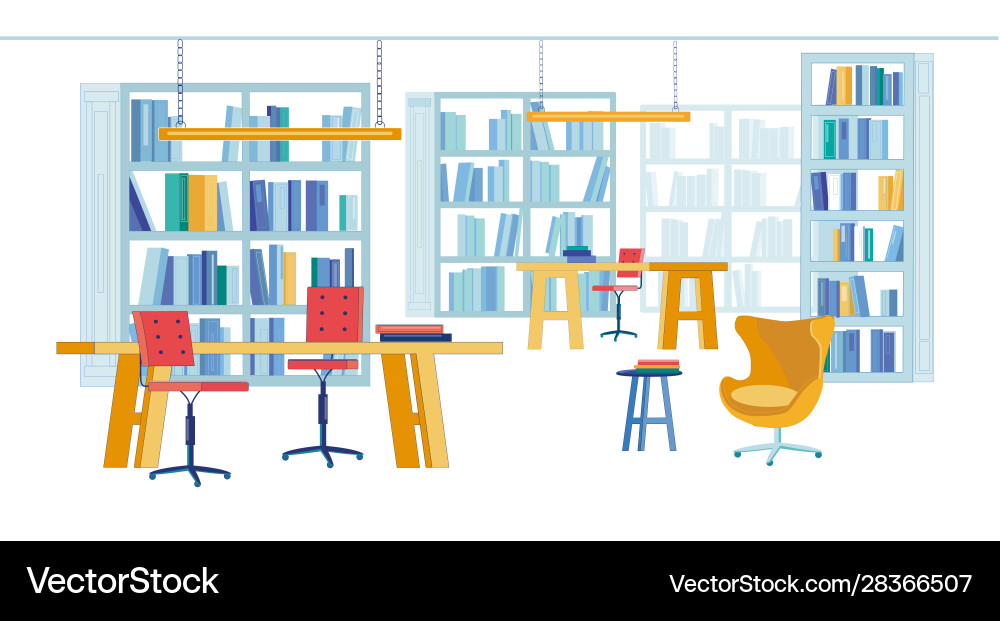 Reading hall in printed books university library Vector Image