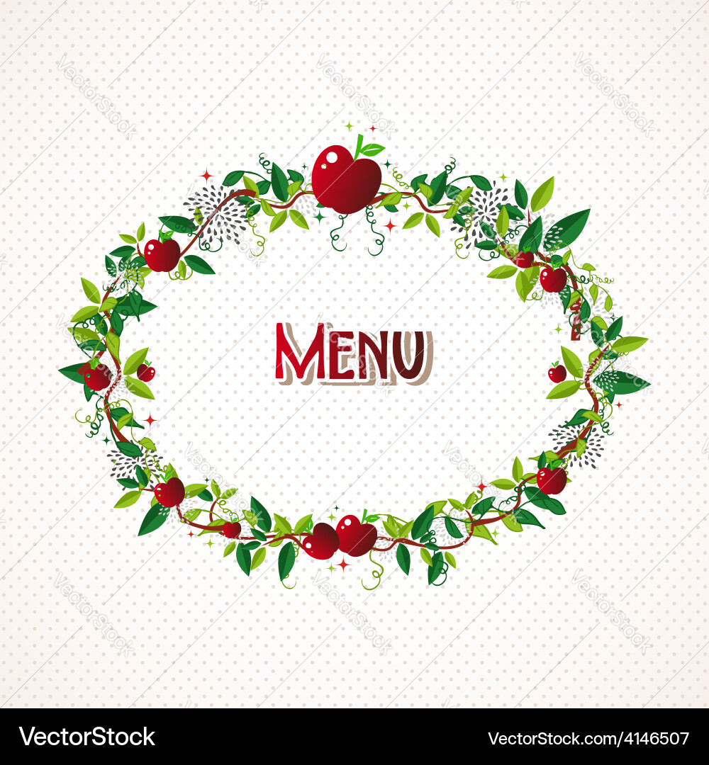 Red apple wreath Royalty Free Vector Image - VectorStock