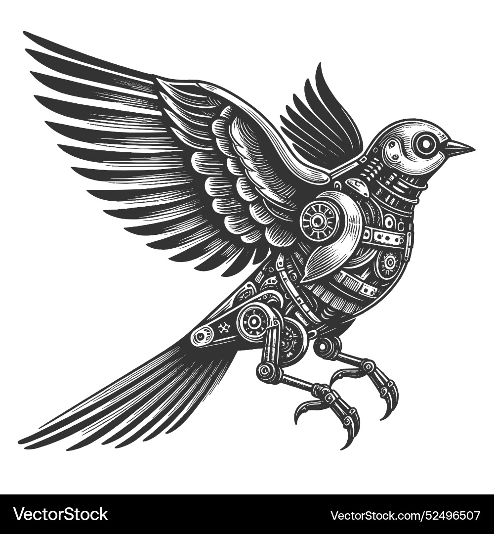 Steampunk mechanical bird Royalty Free Vector Image