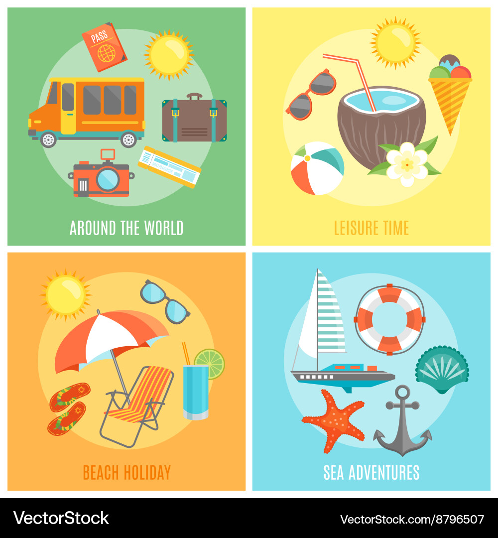 Summer isolated icon set Royalty Free Vector Image