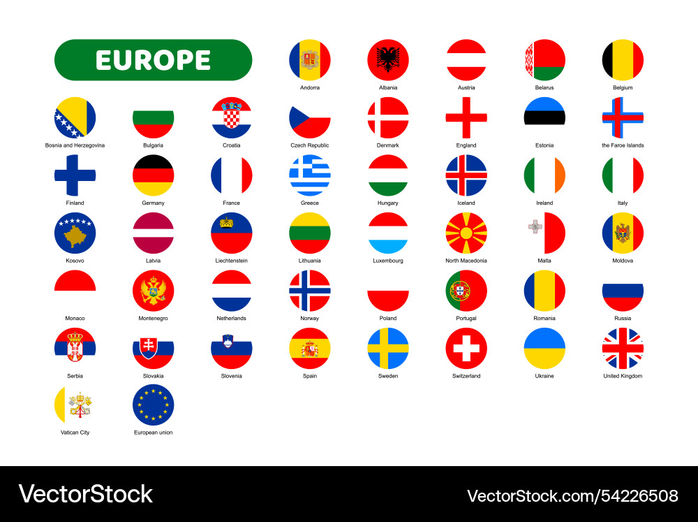 Flags of europe Royalty Free Vector Image - VectorStock