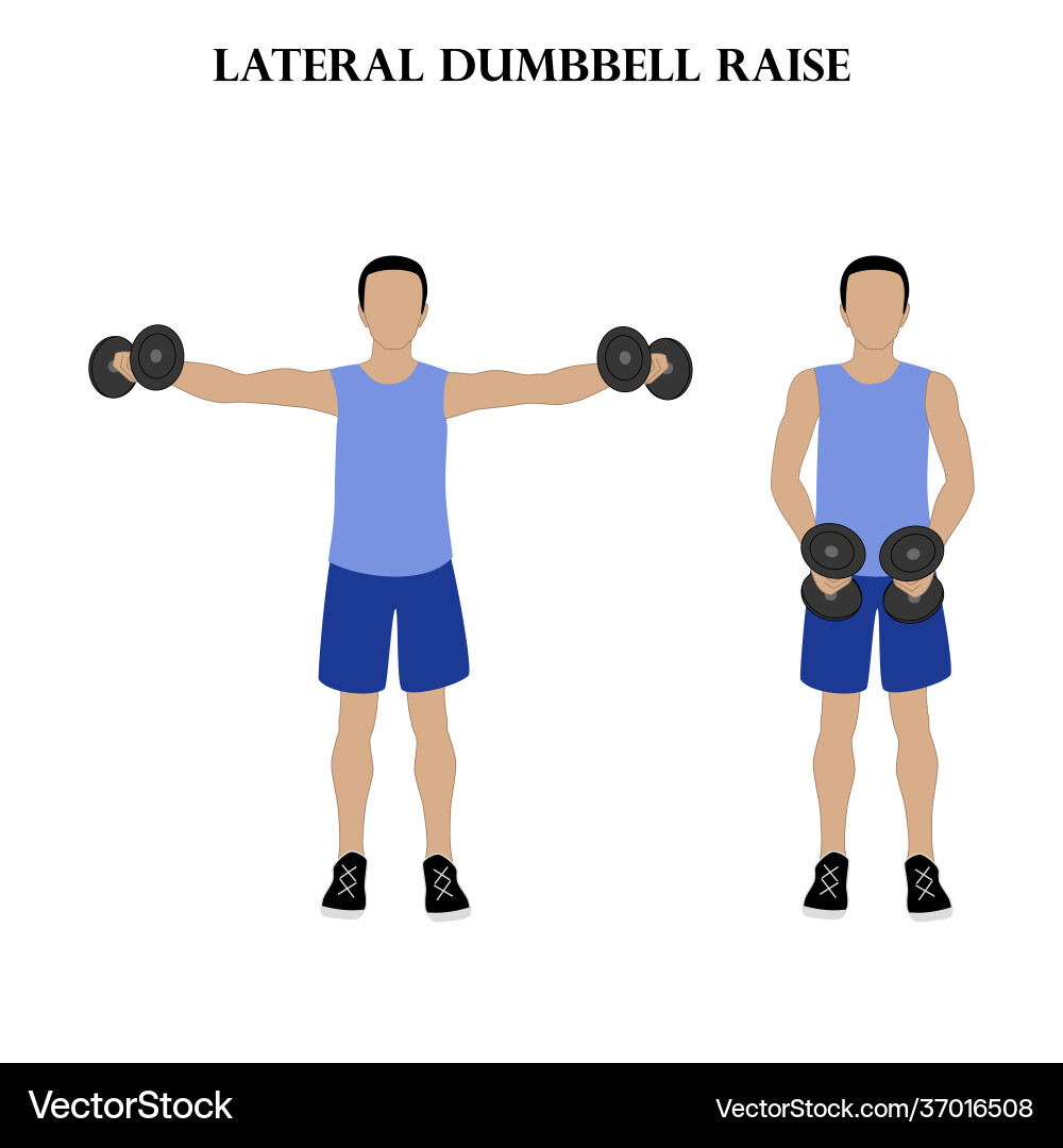 Lateral dumbbell raise workout exercise Royalty Free Vector