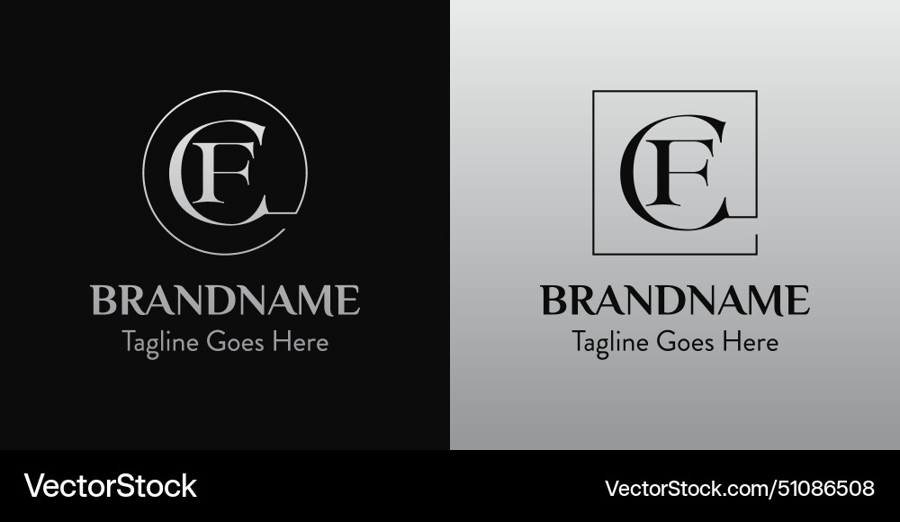 Letters cf in circle and square logo set Vector Image