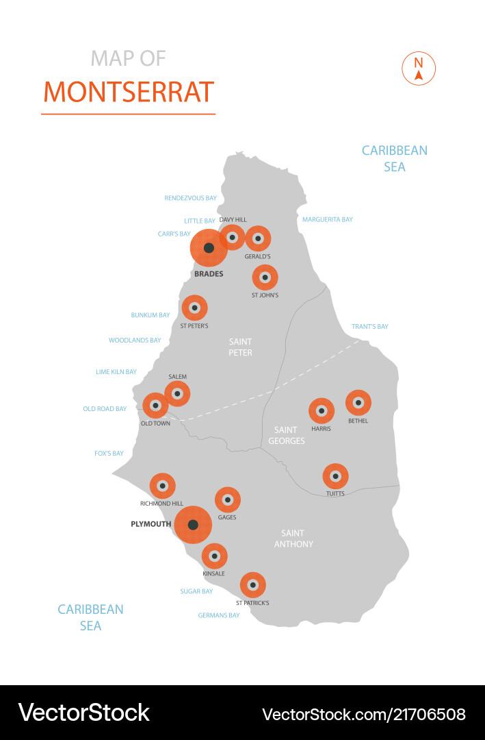 Montserrat map with administrative divisions Vector Image