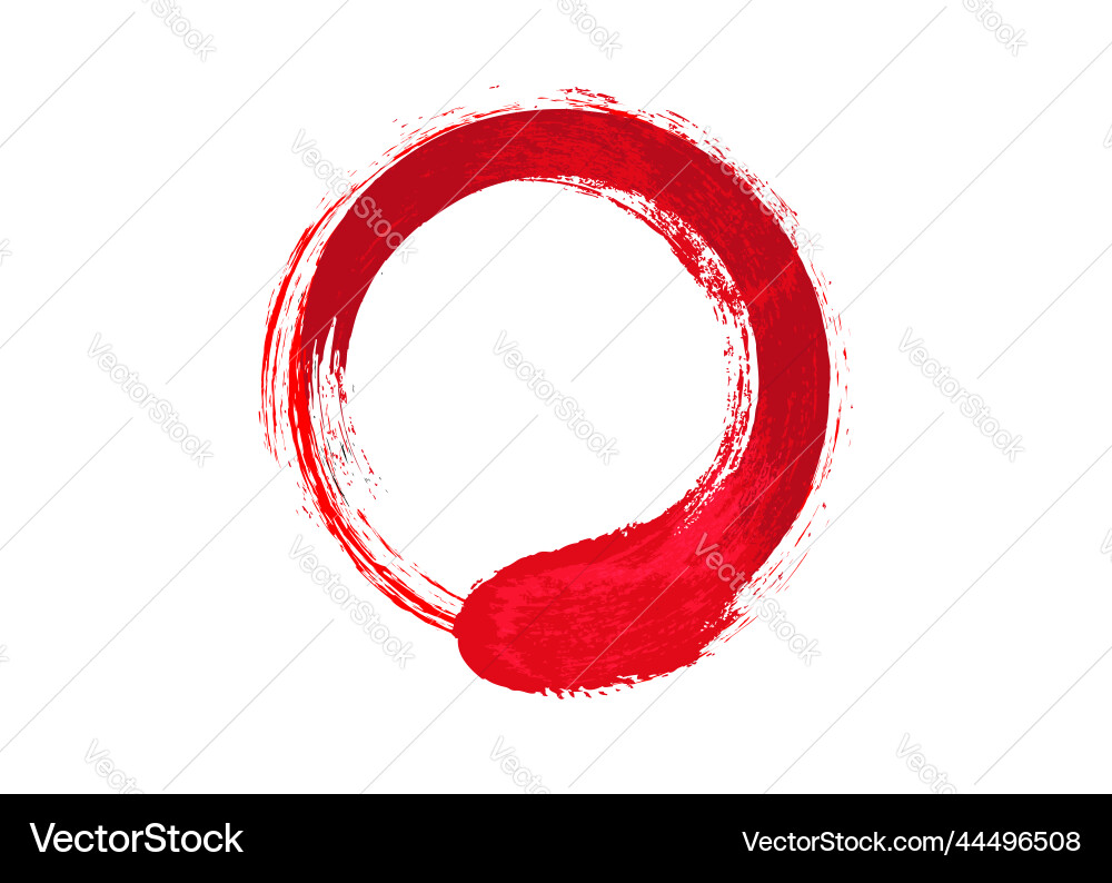 Red enso zen circle on white background round logo
