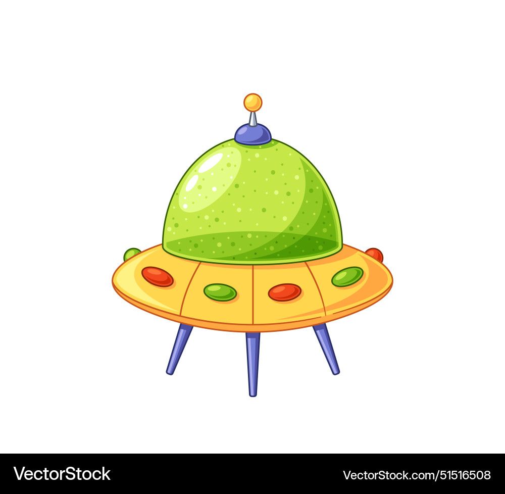 Vibrant cartoon flying ufo saucer featuring Vector Image