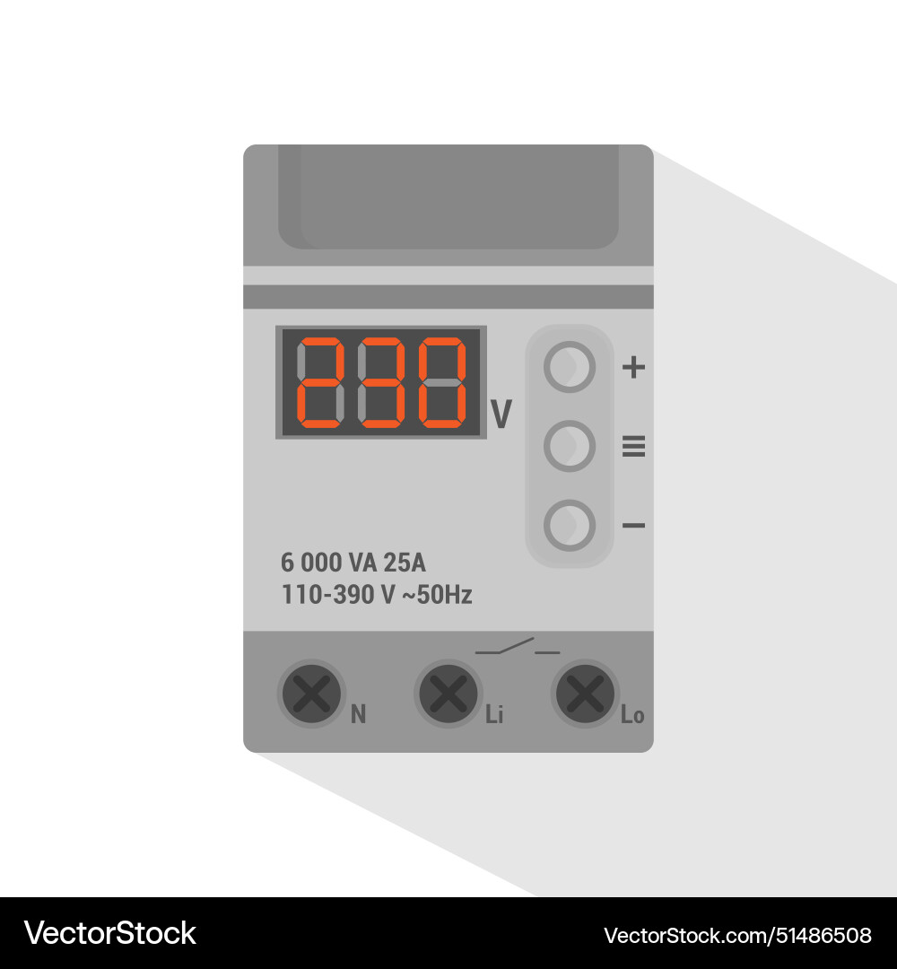 Voltage monitoring modular relay with display Vector Image Voltage monitoring modular relay with display Vector Image