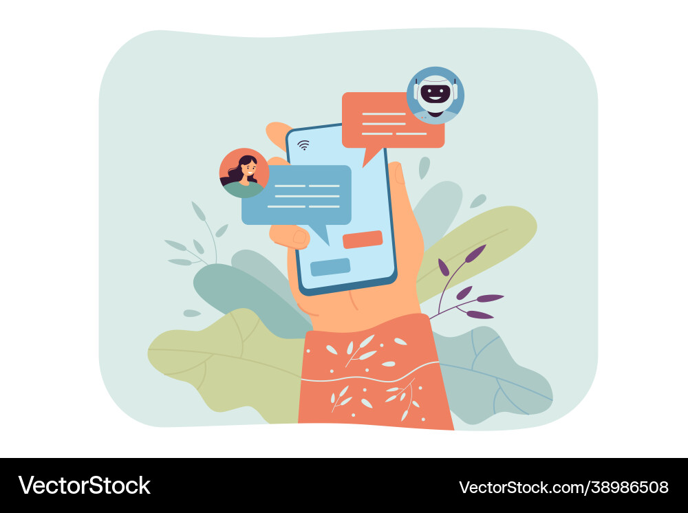 Woman chatting with online chat bot flat Vector Image