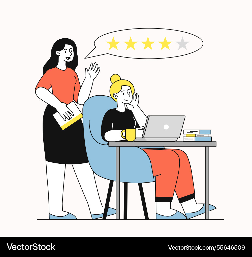 Boss evaluate work businesswoman rate worker Vector Image