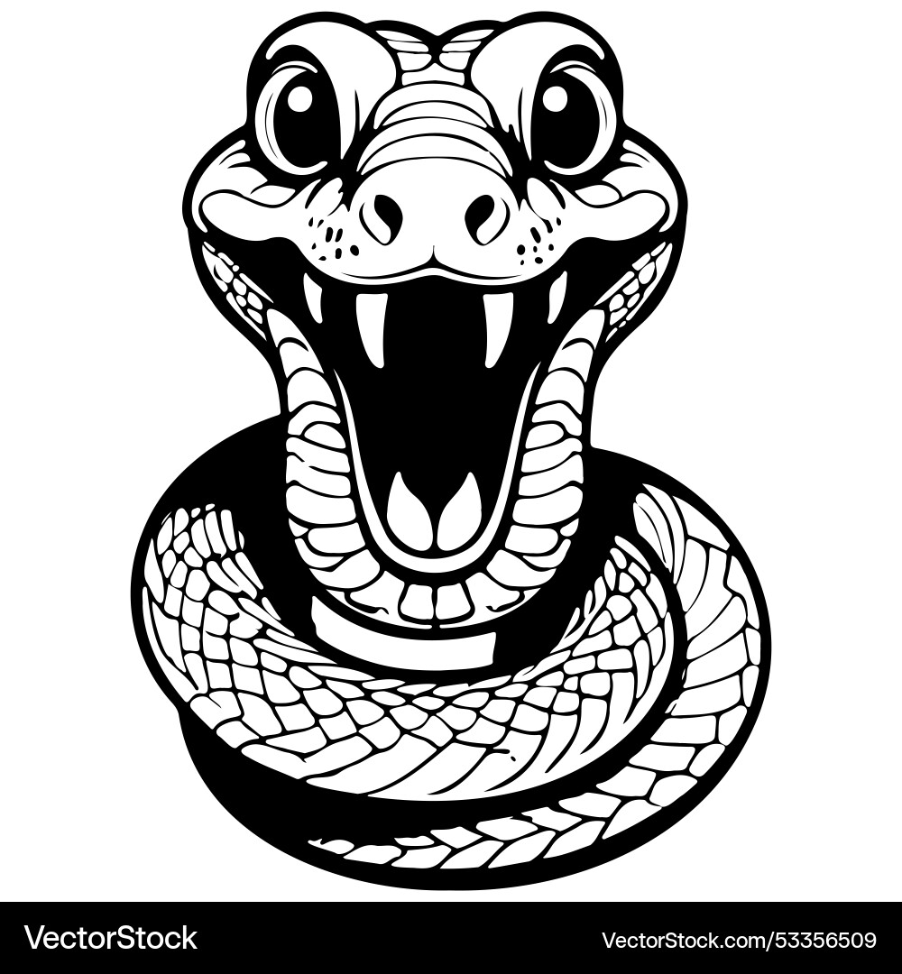 Cartoon snake drawing outline line Royalty Free Vector Image