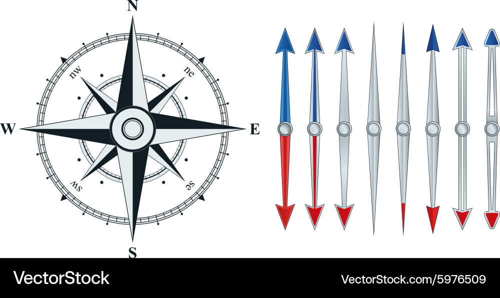 Compass with similar arrows isolated Royalty Free Vector