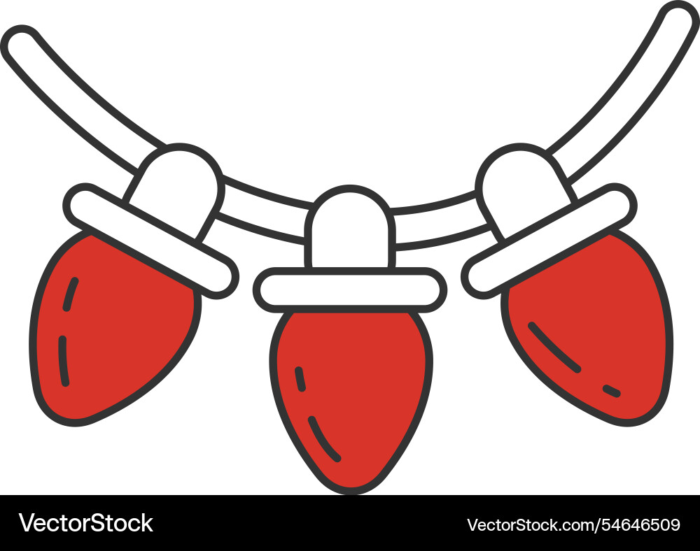 Festive christmas string lights in red and white Vector Image