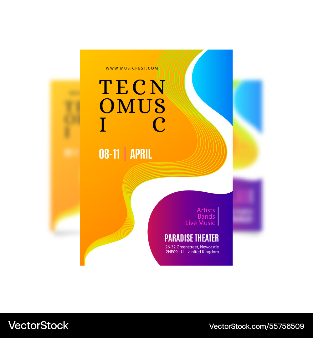 Gradient music festival poster template Royalty Free Vector