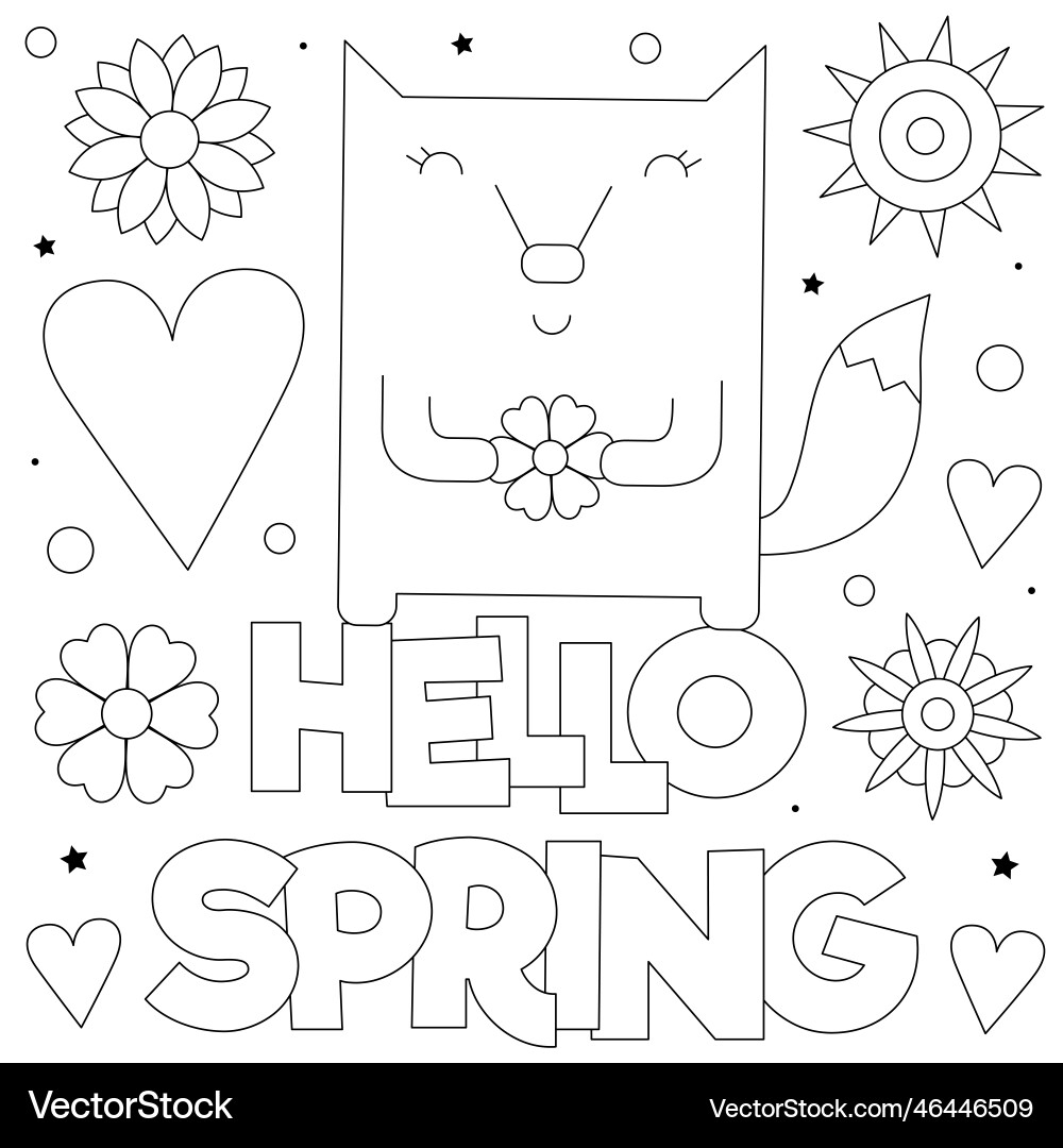 Hello spring coloring page Royalty Free Vector Image