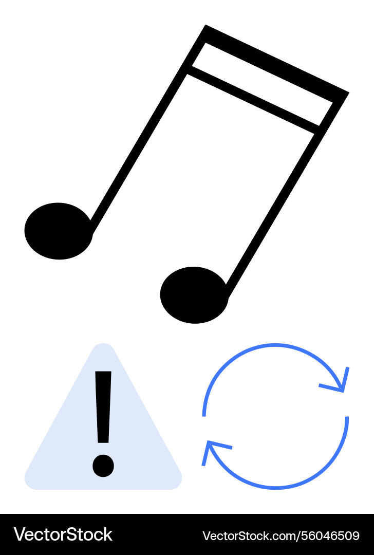 Musical note with exclamation mark and refresh Vector Image