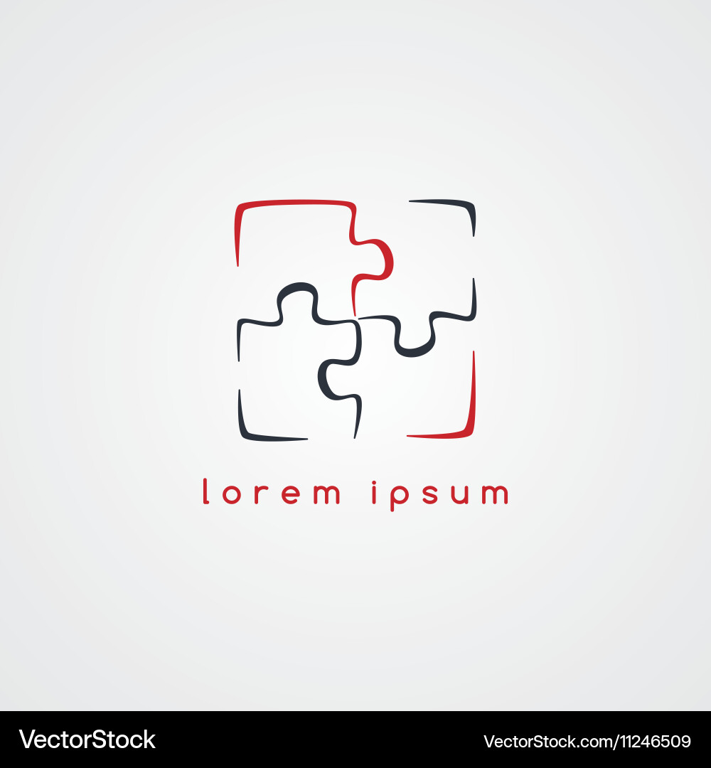 Puzzle jigsaw logo sign template Royalty Free Vector Image