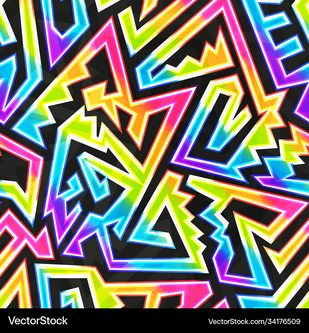 Rainbow neon geometric seamless pattern Royalty Free Vector