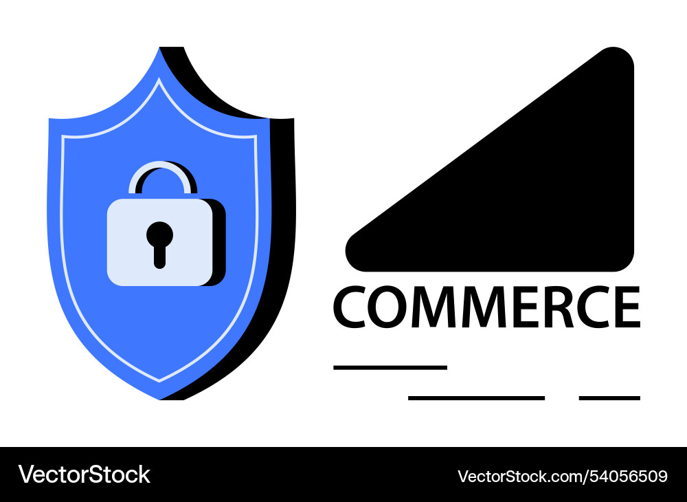 Secure e-commerce logo with blue shield Royalty Free Vector