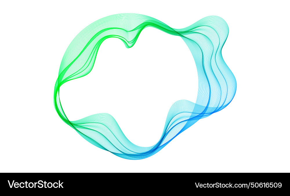 Wavy transparent round green blue wave on white Vector Image